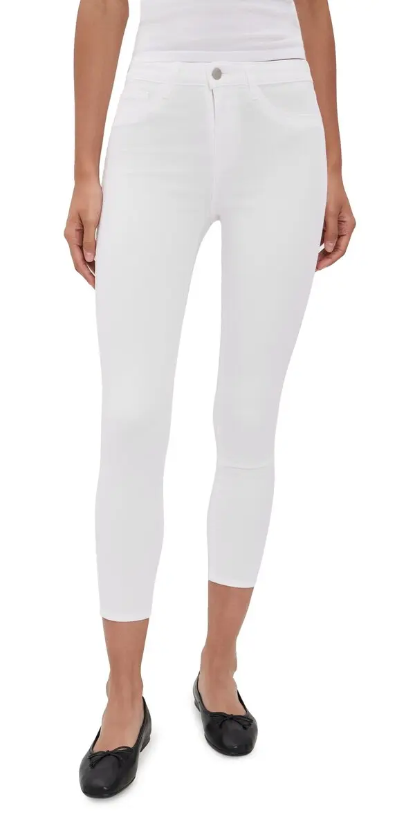 L'Agence Margot High Rise Skinny Jeans In Leopard Print - Blanc