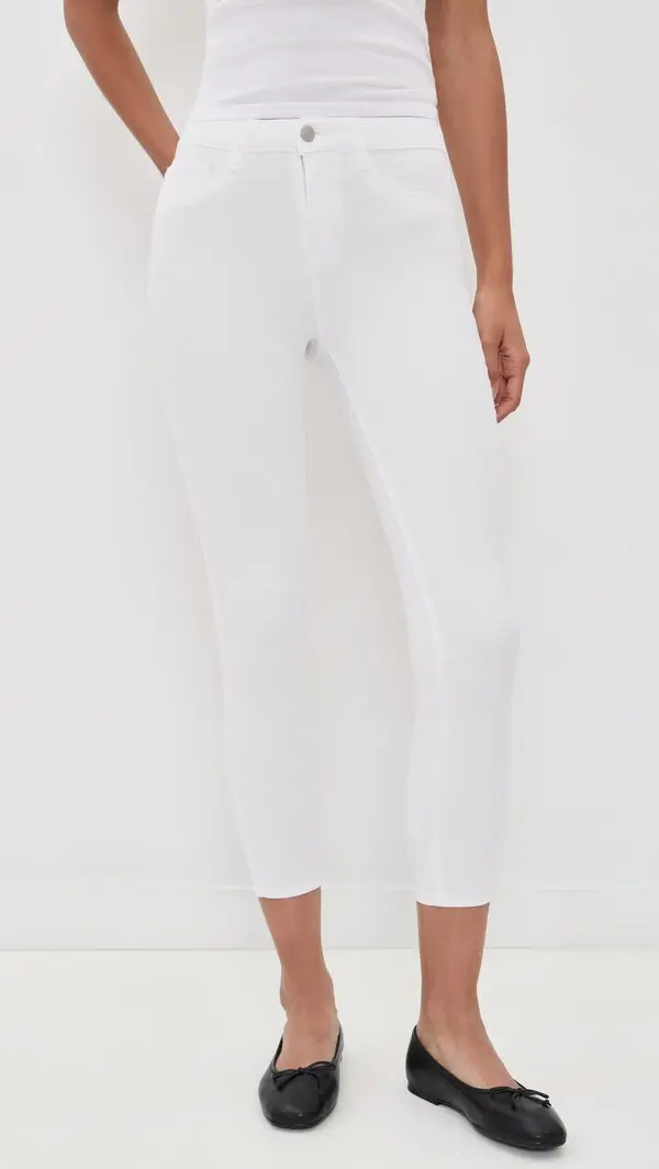 L'Agence Margot High Rise Skinny Jeans In Leopard Print - Blanc