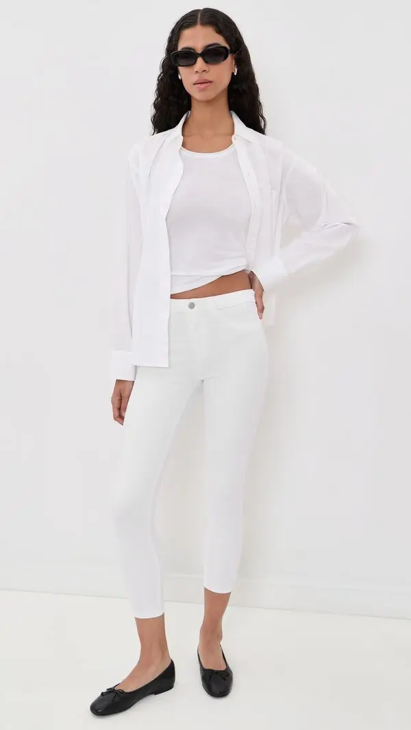 L'Agence Margot High Rise Skinny Jeans In Leopard Print - Blanc