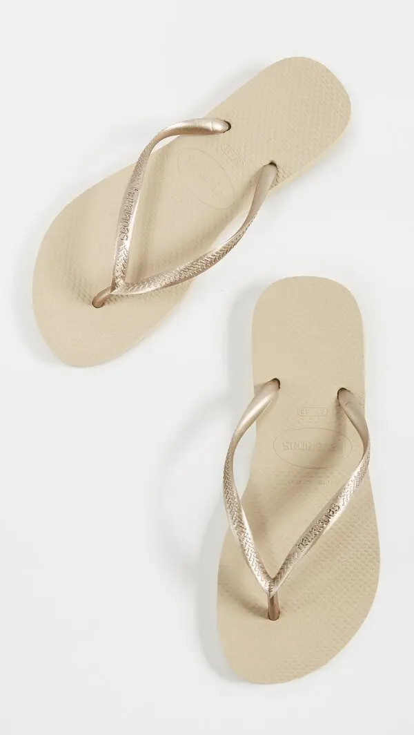 Havaianas Slim Flip Flops - Sand Grey/light Golden