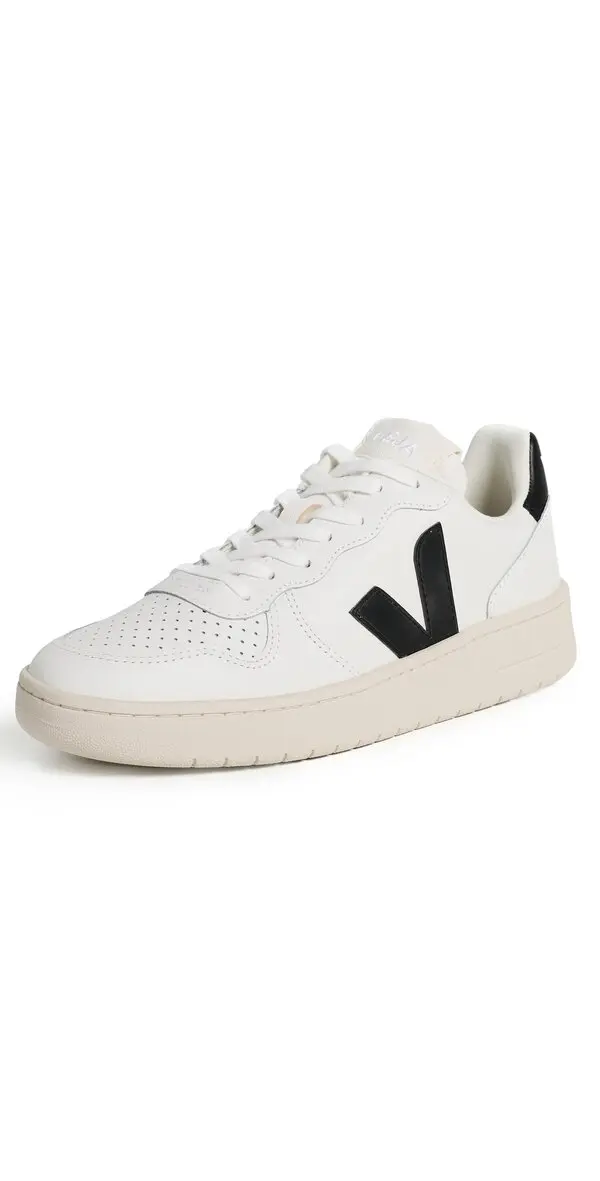 VEJA V-10 Lace Up Sneakers - White/black