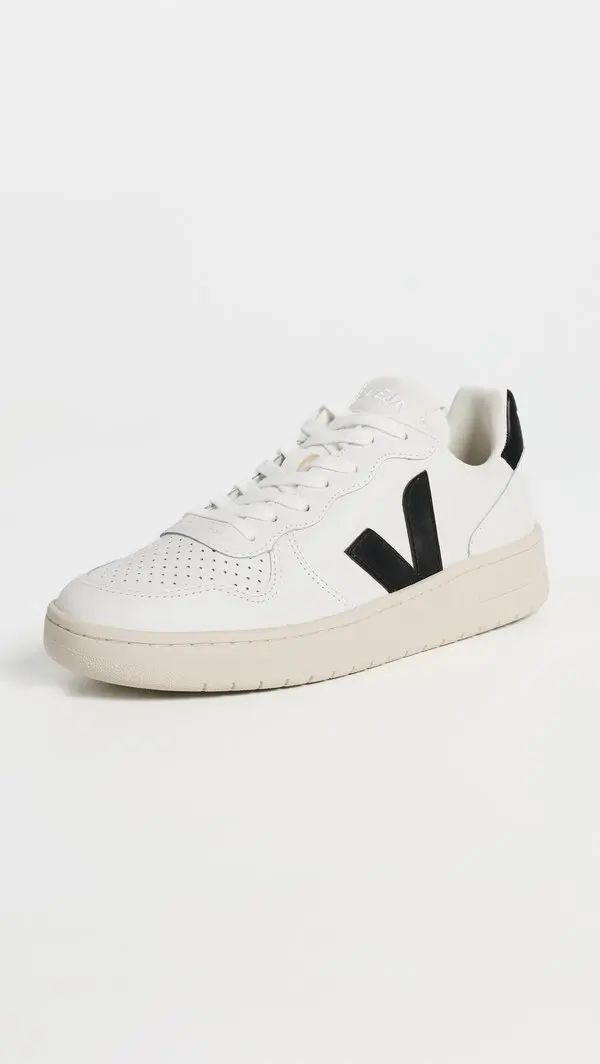 VEJA V-10 Lace Up Sneakers - White/black