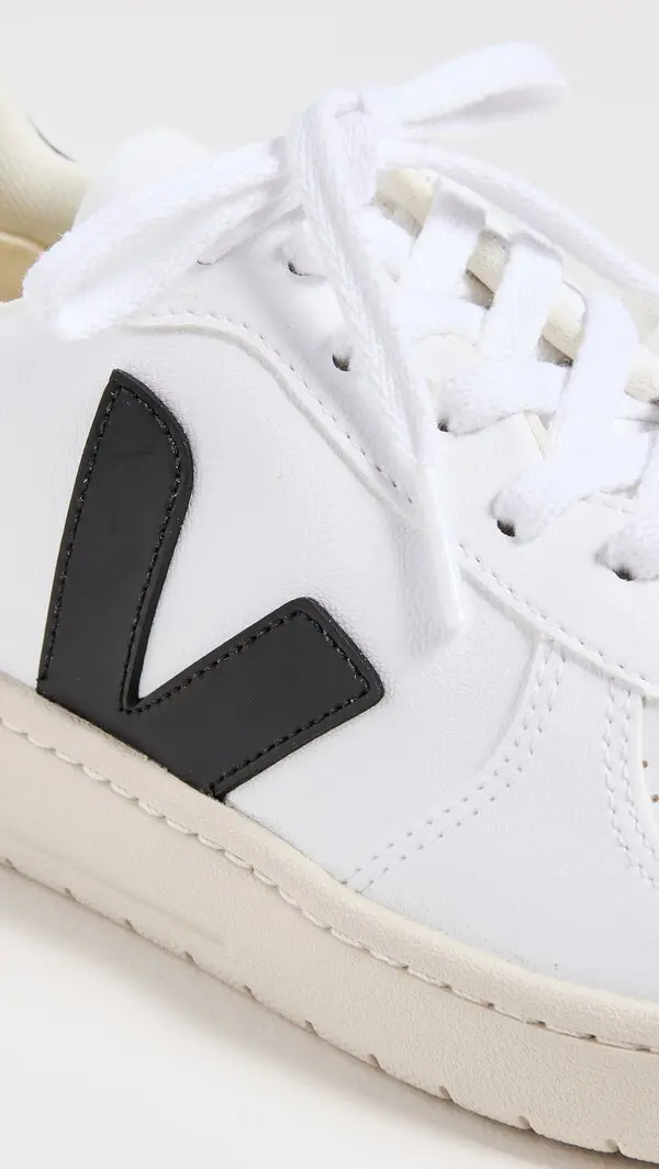 VEJA V-10 Lace Up Sneakers - White/black