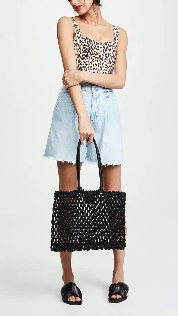 Clare V. Sandy Crochet Tote - Black