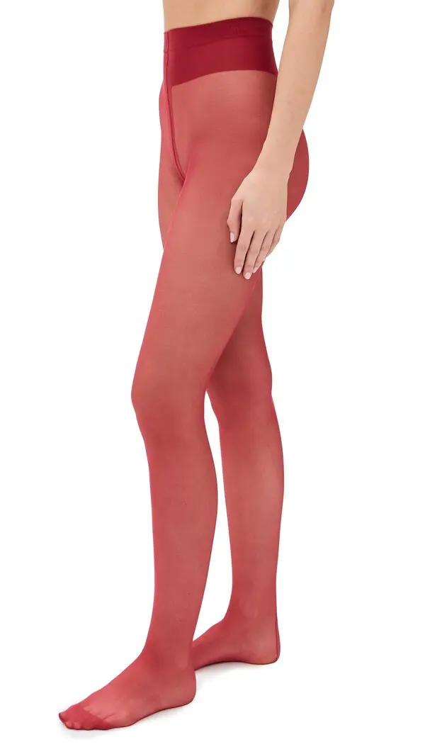 Wolford Individual 10 Back Seam Tights - 3149 Soft Cherry