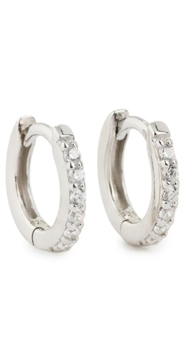 Shashi Katerina Pave Hoop Earrings - White Gold