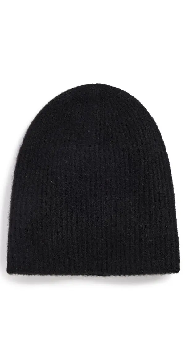WHITE & WARREN Cashmere Ribbed Beanie - Black