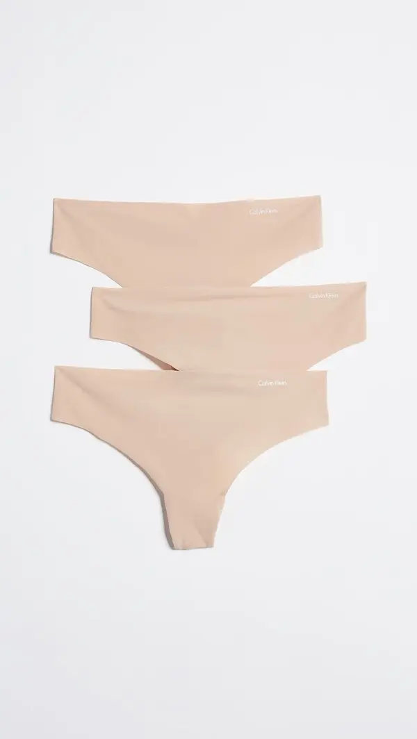 Calvin Klein Invisibles Thong 3-pack - Light Caramel