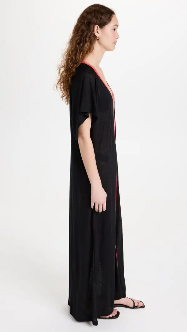 Pitusa Abaya Maxi Dress - Black W/fuchsia