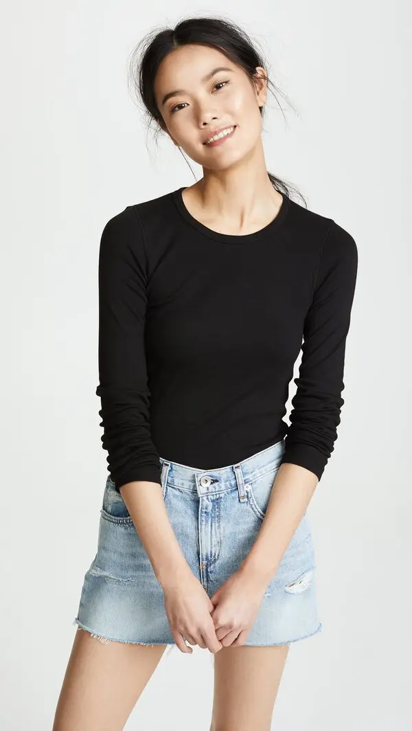 Splendid 1x1 Crew Neck Tee - Black