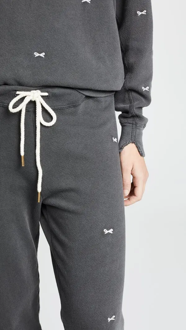 The Great. Cropped Sweatpants - Washed Black/bow Embroidery