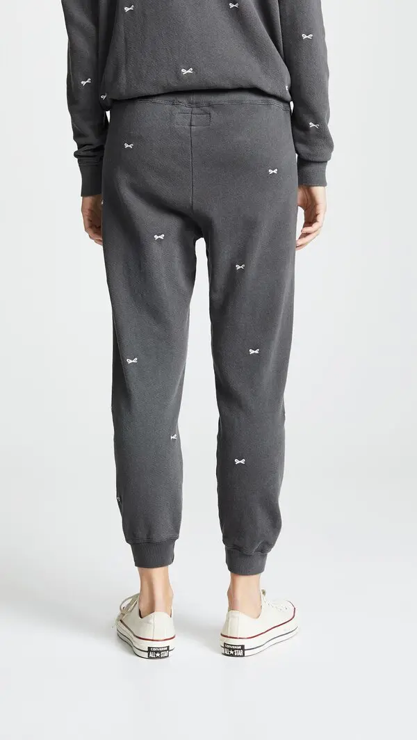 The Great. Cropped Sweatpants - Washed Black/bow Embroidery