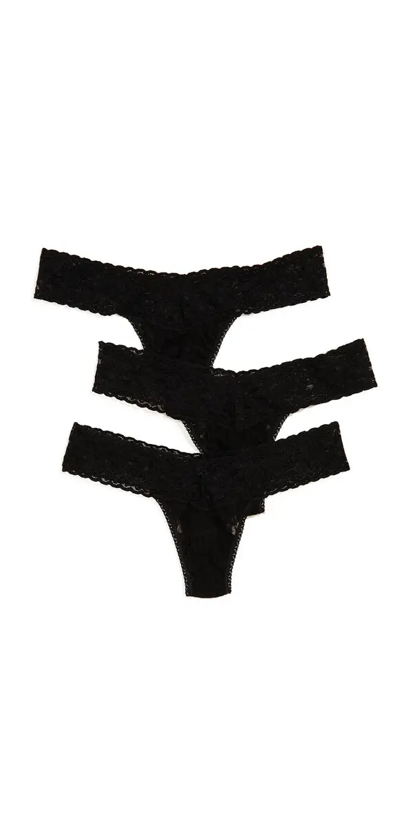 Hanky Panky Signature Lace Low Rise Thong 3 Pack - Black