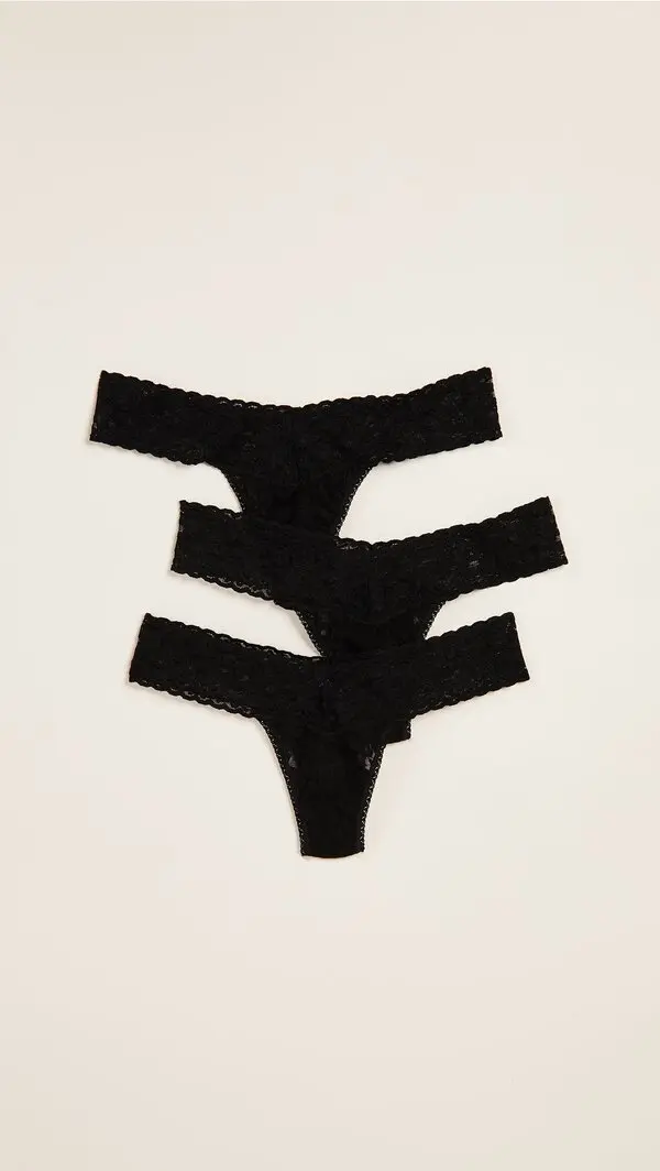 Hanky Panky Signature Lace Low Rise Thong 3-pack - Black