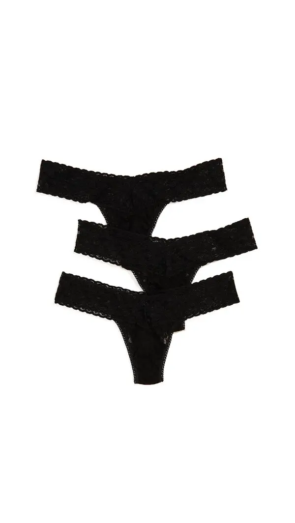 Hanky Panky Signature Lace Low Rise Thong 3-pack - Black