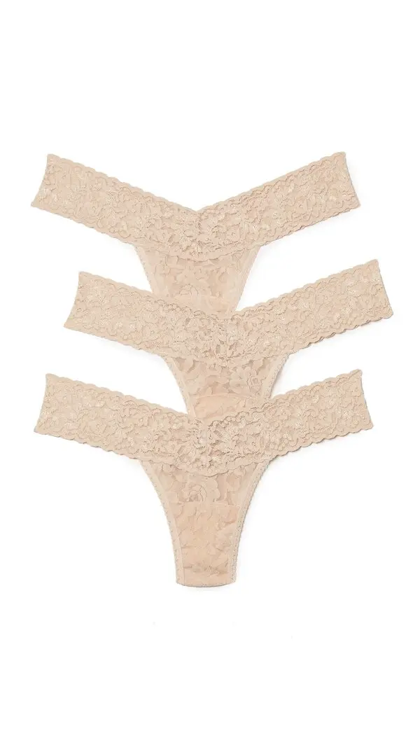 Hanky Panky Signature Lace Low Rise Thong 3 Pack - Chai