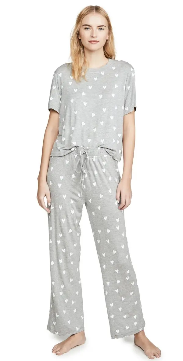Honeydew Intimates All American Pj Set - Heather Grey Hearts