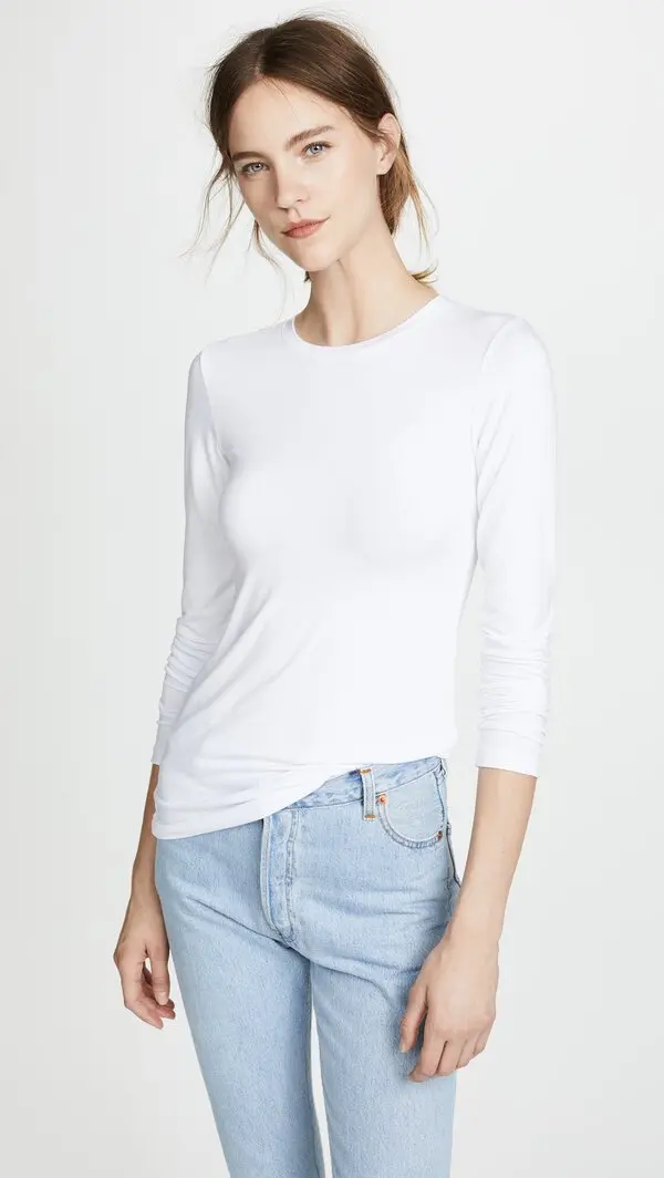 L'Agence Crew Neck Tess Shirt - White