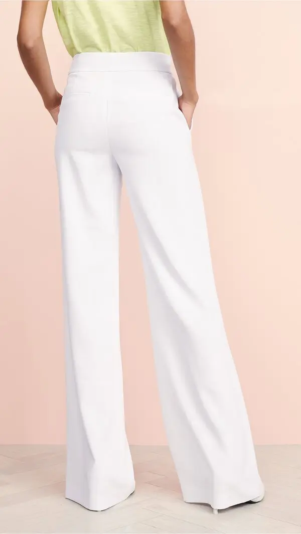 Alice + Olivia Dylan High Waisted Wide Leg Pants - White