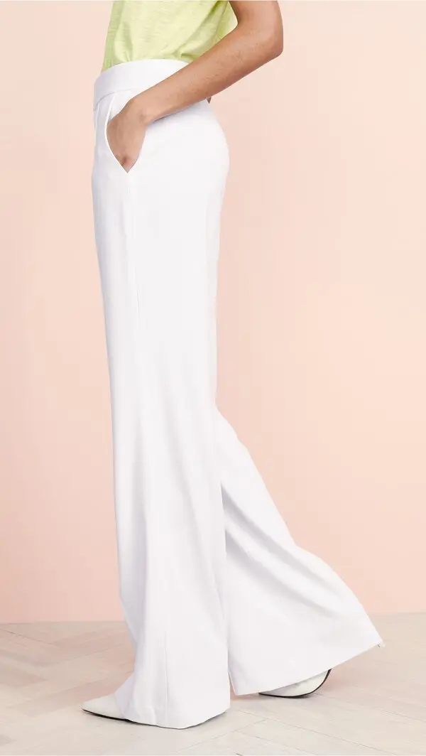Alice + Olivia Dylan High Waisted Wide Leg Pants - White