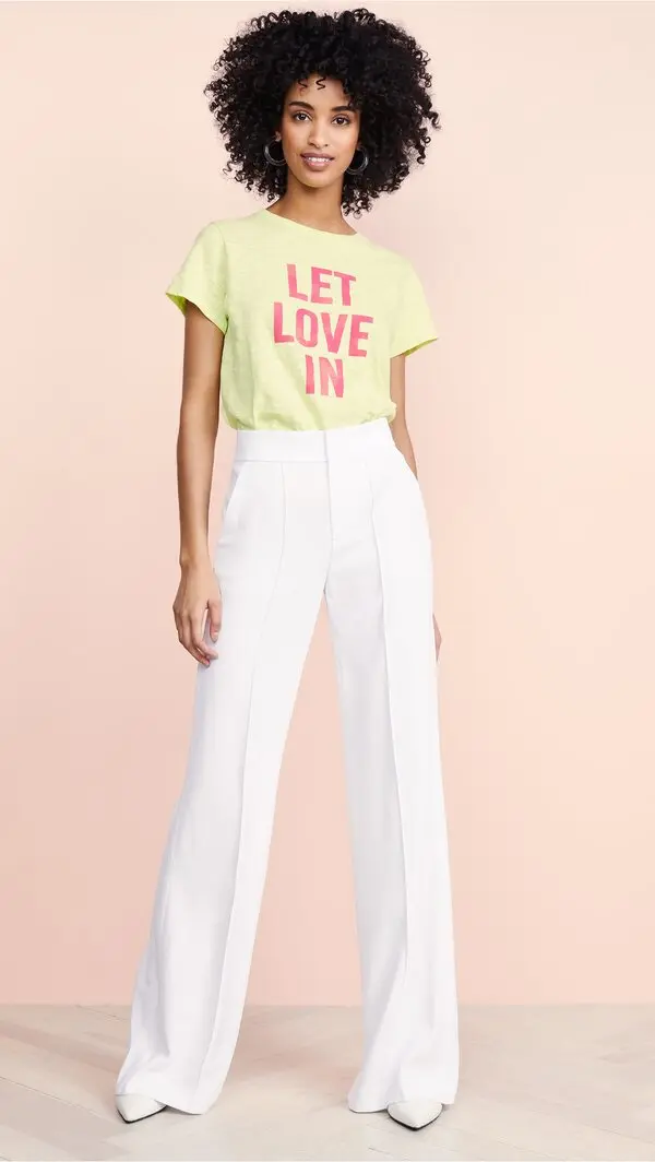 Alice + Olivia Dylan High Waisted Wide Leg Pants - White