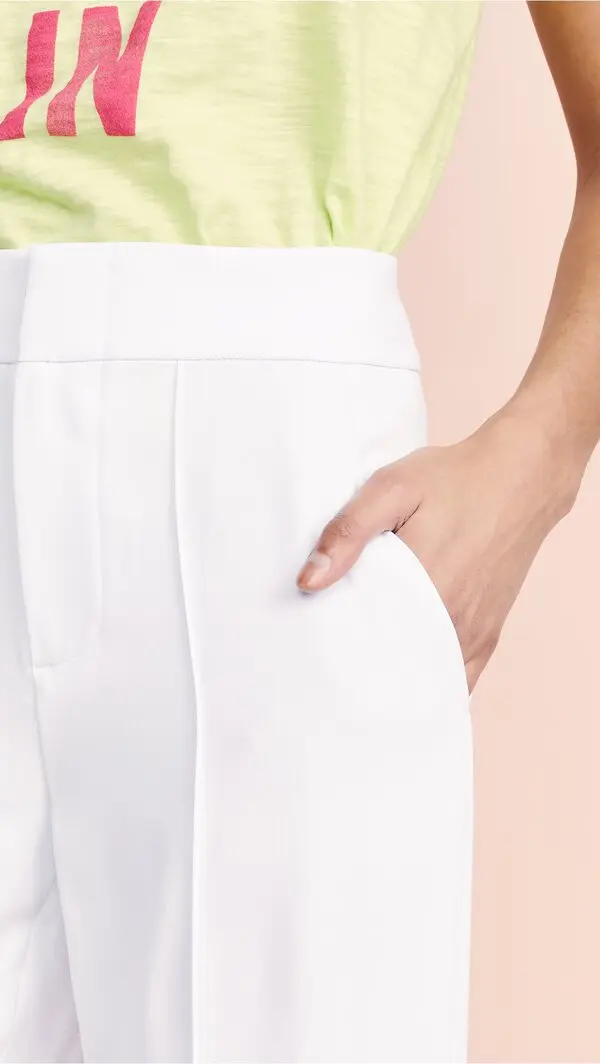 Alice + Olivia Dylan High Waisted Wide Leg Pants - White