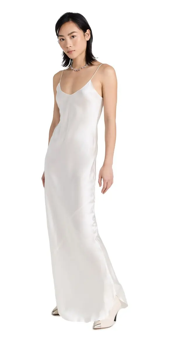 Nili Lotan Cami Silk Satin Slip Dress Ivory Editorialist