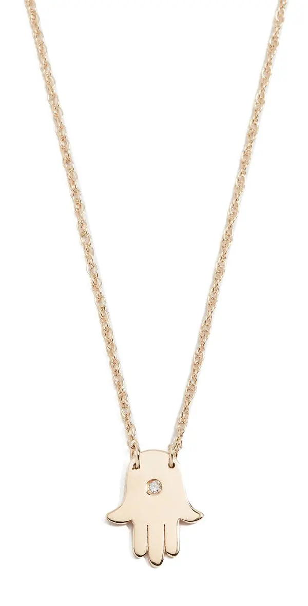 Jennifer Zeuner Jewelry Mini Hamsa Diamond Necklace - Vermeil