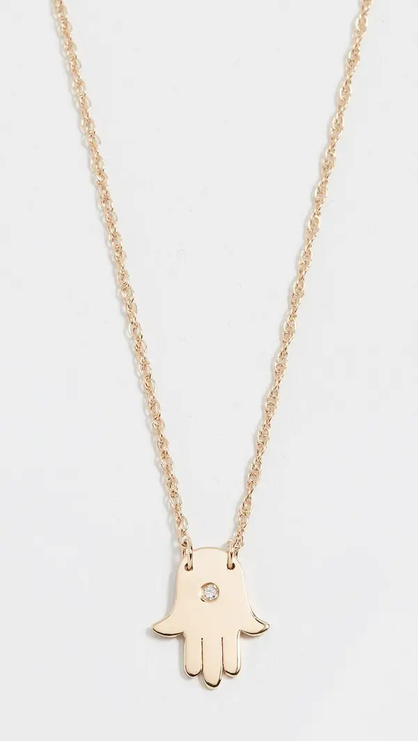 Jennifer Zeuner Jewelry Mini Hamsa Diamond Necklace