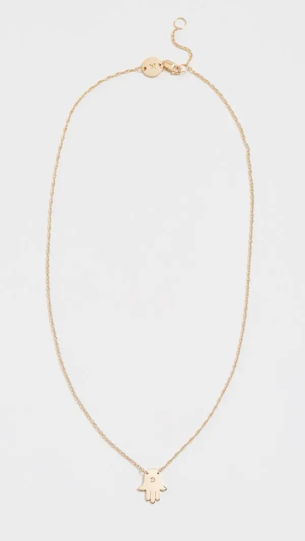 Jennifer Zeuner Jewelry Mini Hamsa Diamond Necklace