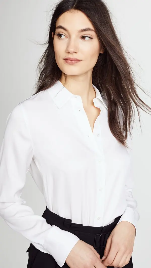Vince Slim Fitted Blouse - Optic White