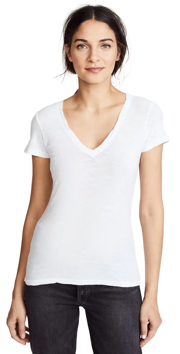 JAMES PERSE Slub V-neck T-shirt - White