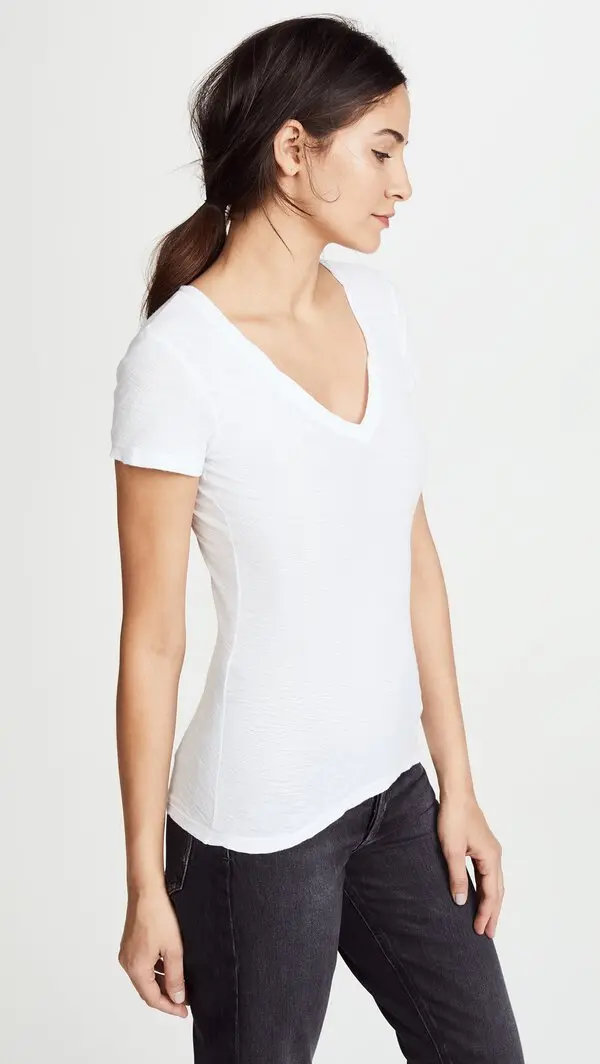 JAMES PERSE Slub V-neck T-shirt - White