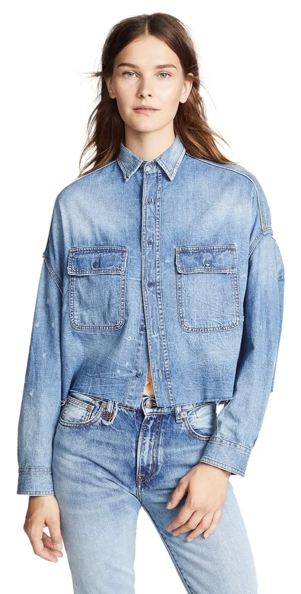 R13 Cropped Denim Shirt