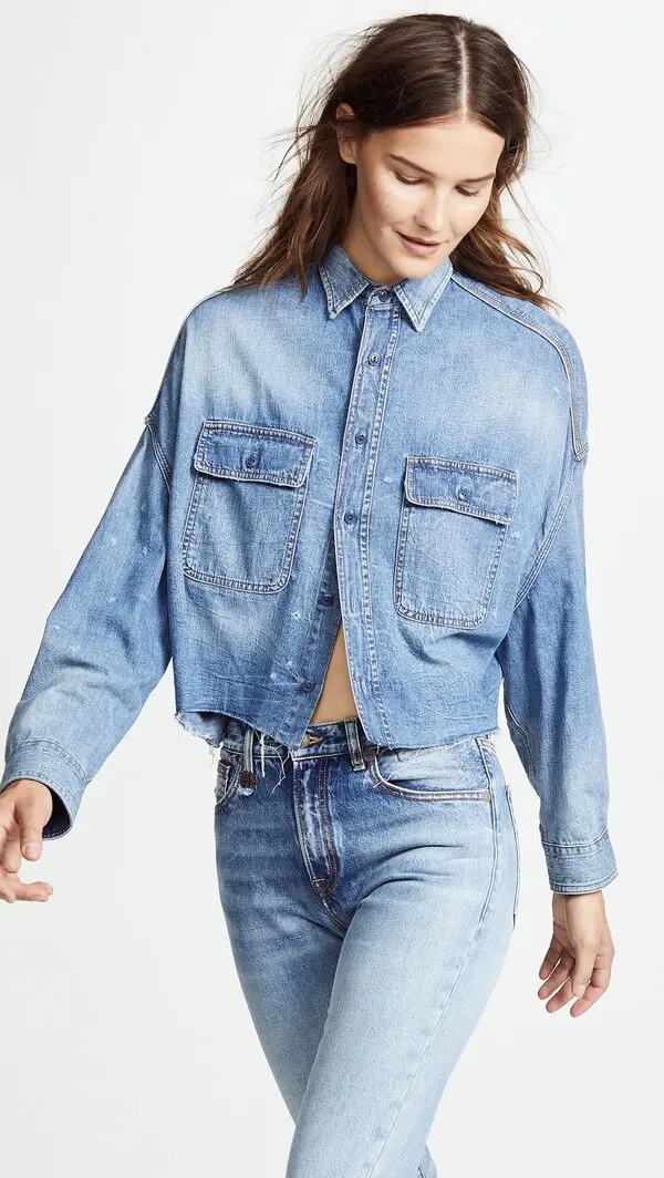 R13 Cropped Denim Shirt