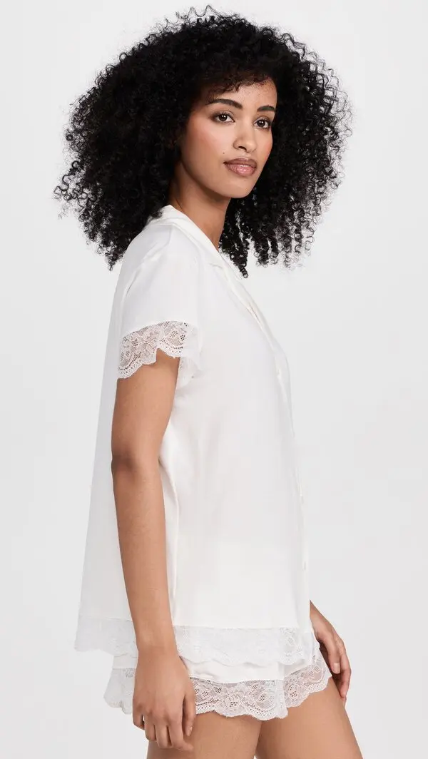 Eberjey Malou Lace Shorts Pajama Set - Ivory