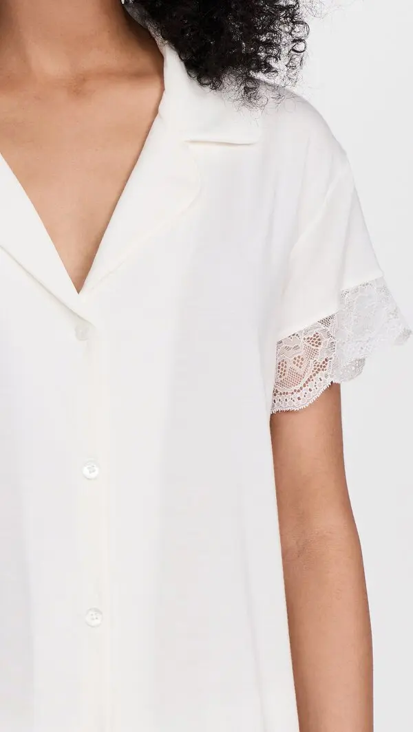 Eberjey Malou Lace Shorts Pajama Set - Ivory