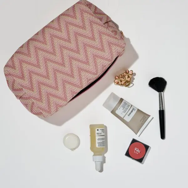 URBAN EXPRESSIONS V-muse Cosmetic & Travel Organizer Pouch With Chevron Print - Pink Multi