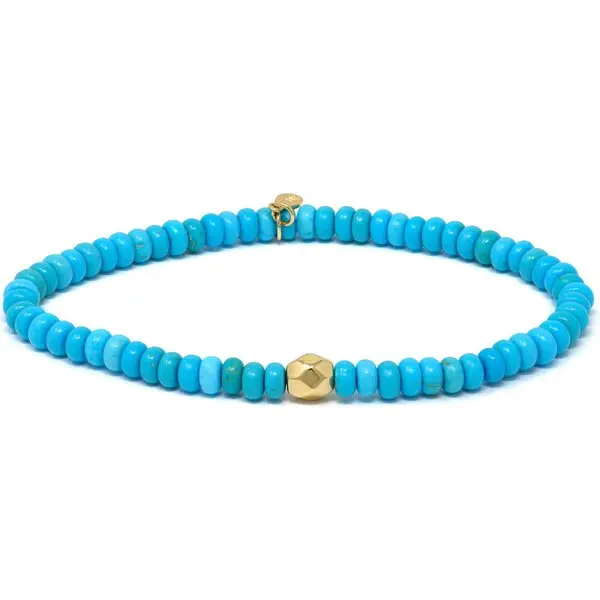 Anzie Bohème Smooth Rondelle Stretch Bracelet - Turquoise