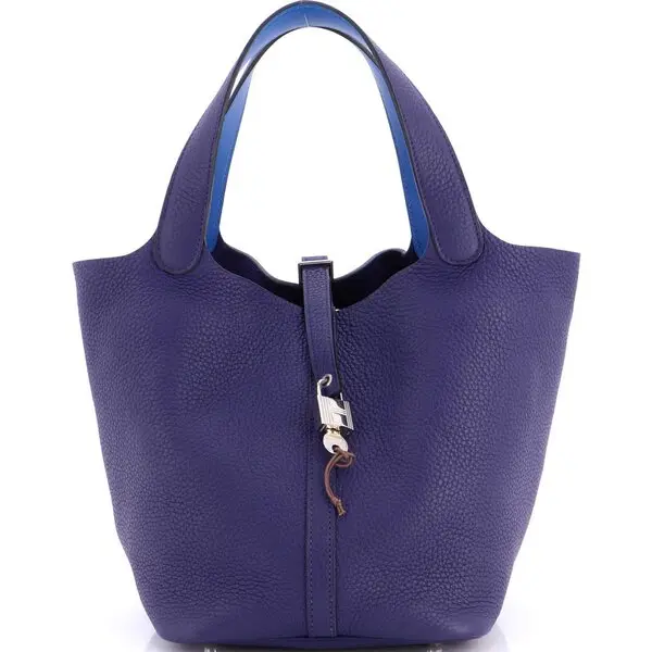 Hermès Eclat Picotin Lock Bag Clemence Mm - Blue
