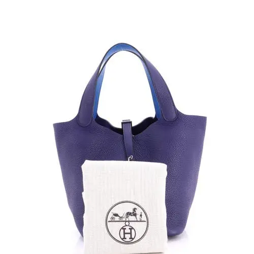 Hermès Eclat Picotin Lock Bag Clemence Mm - Blue