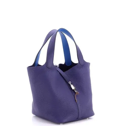 Hermès Eclat Picotin Lock Bag Clemence Mm - Blue