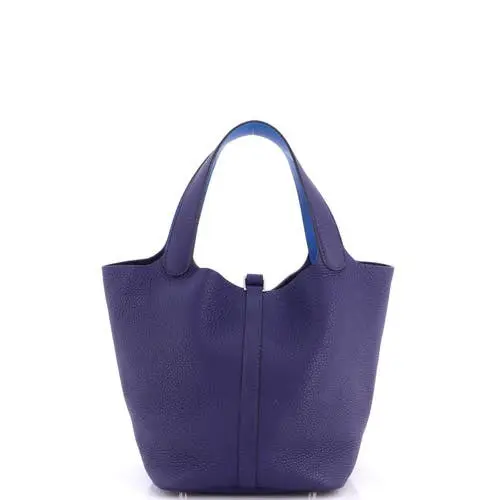 Hermès Eclat Picotin Lock Bag Clemence Mm - Blue