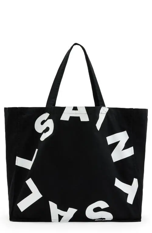 ALLSAINTS Large Tierra Canvas Tote Bag - Black/ White