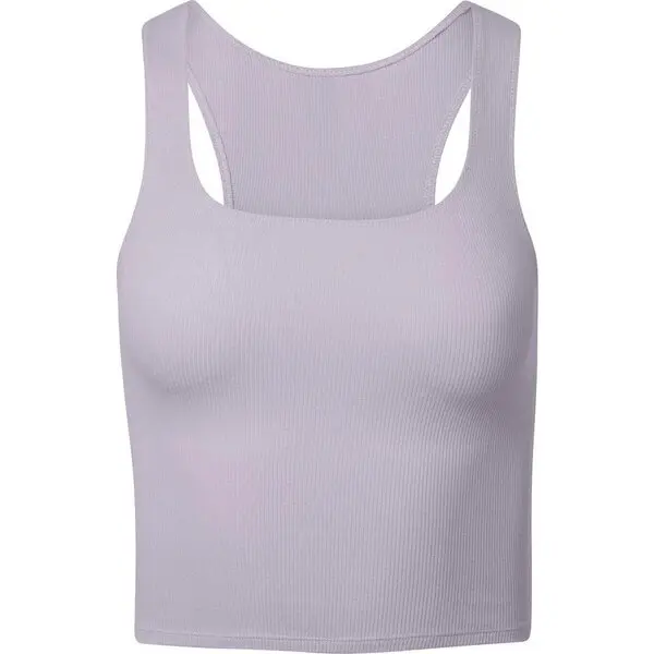 NUESKIN Rib Cotton Cropped Tank - Light Purple