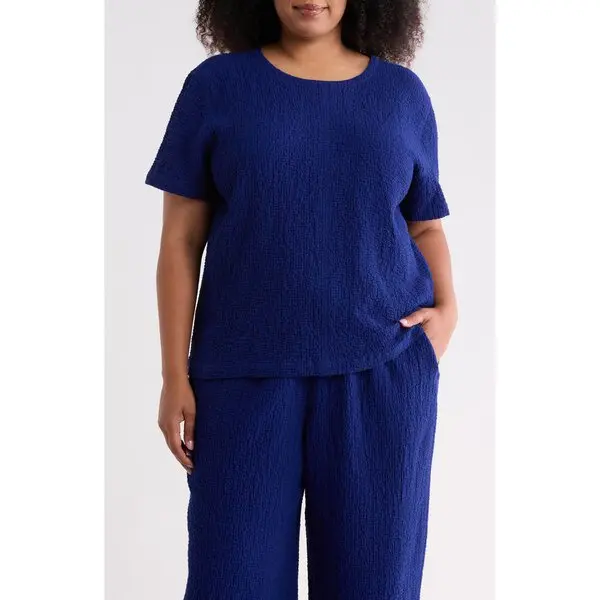 Eileen Fisher Texture Stretch Organic Cotton Top - Infinity