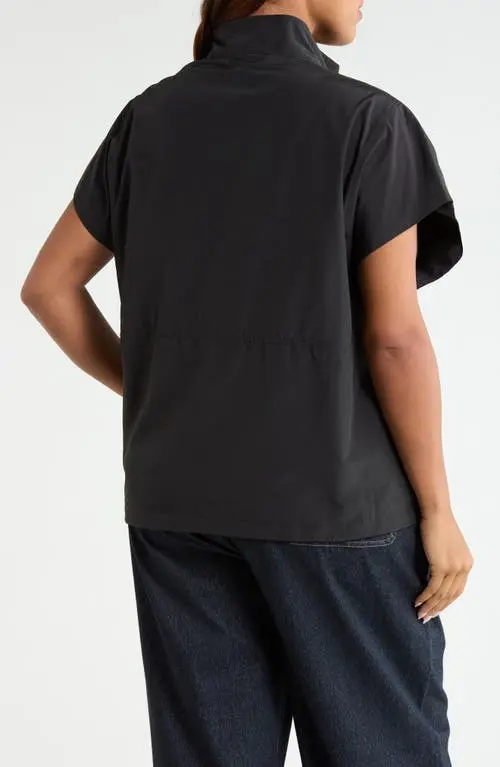 Eileen Fisher Stand Collar Recycled Blend Vest - Black