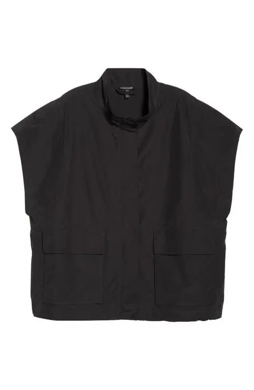 Eileen Fisher Stand Collar Recycled Blend Vest - Black