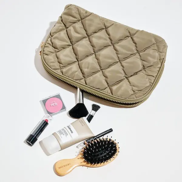 URBAN EXPRESSIONS Quilted Puffer Nylon Dome Pouch - Desert Sage