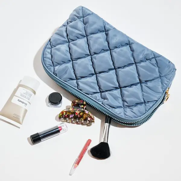 URBAN EXPRESSIONS Quilted Puffer Nylon Dome Pouch - Dusty Blue